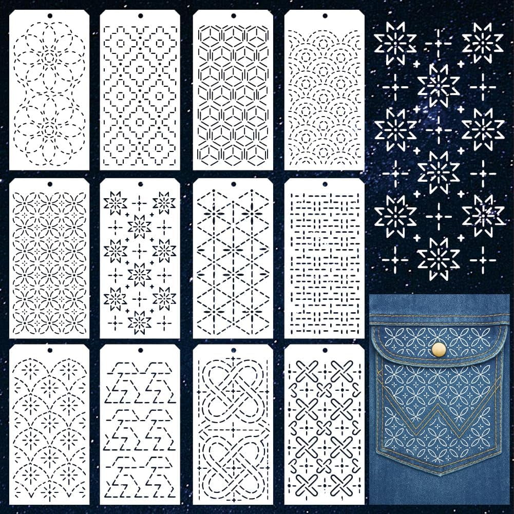 Click here for Nobrand 12 Sheets Sashiko Painting Stencils 12 Sty... prices