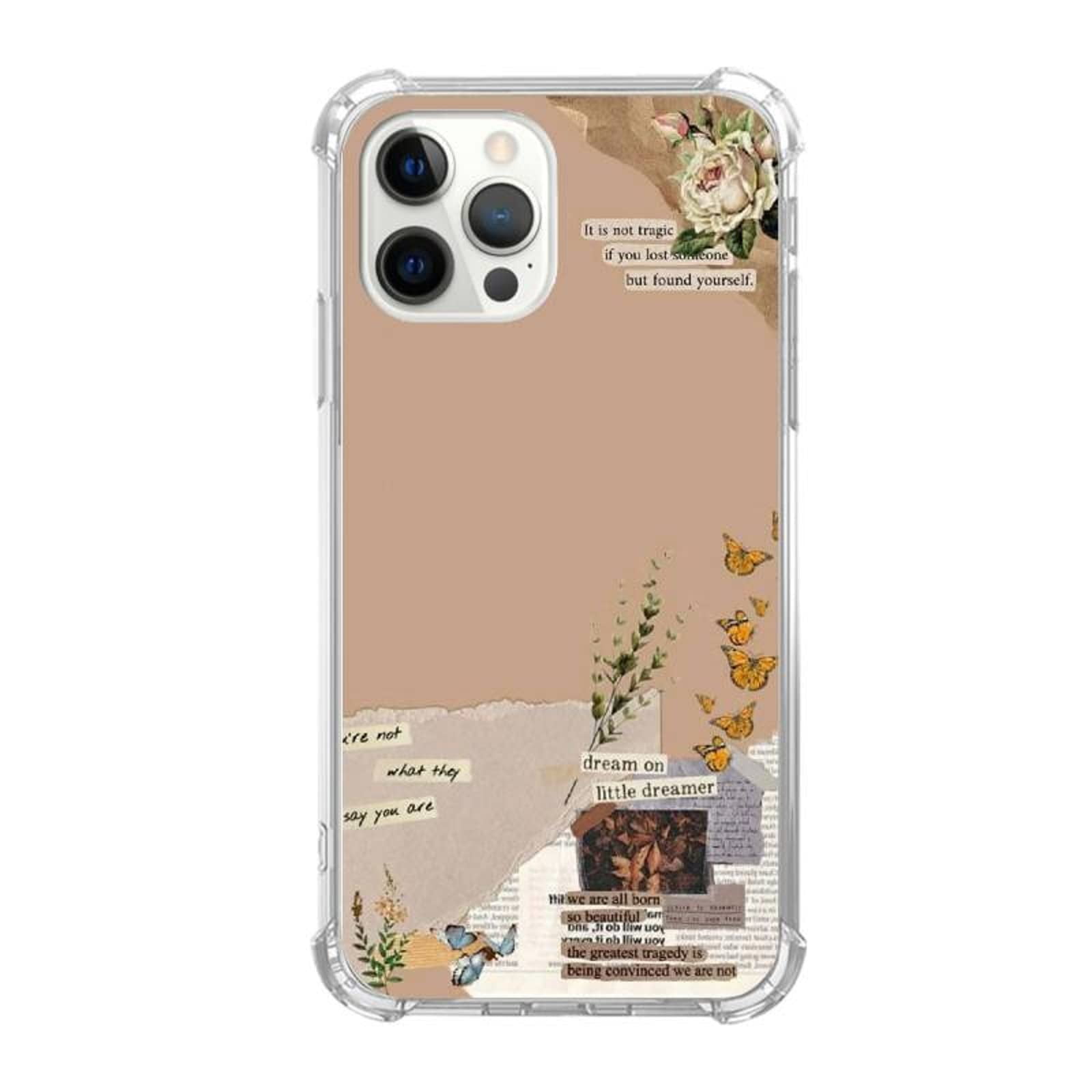 Butterfly Flowers Vintage Mood Board Case for iPhone 12 Pro Max,Aesthetic Art Design Pattern TPU ...