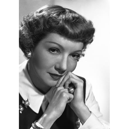 Claudette Colbert Posed in Black Dress with White Collar Photo Print ...