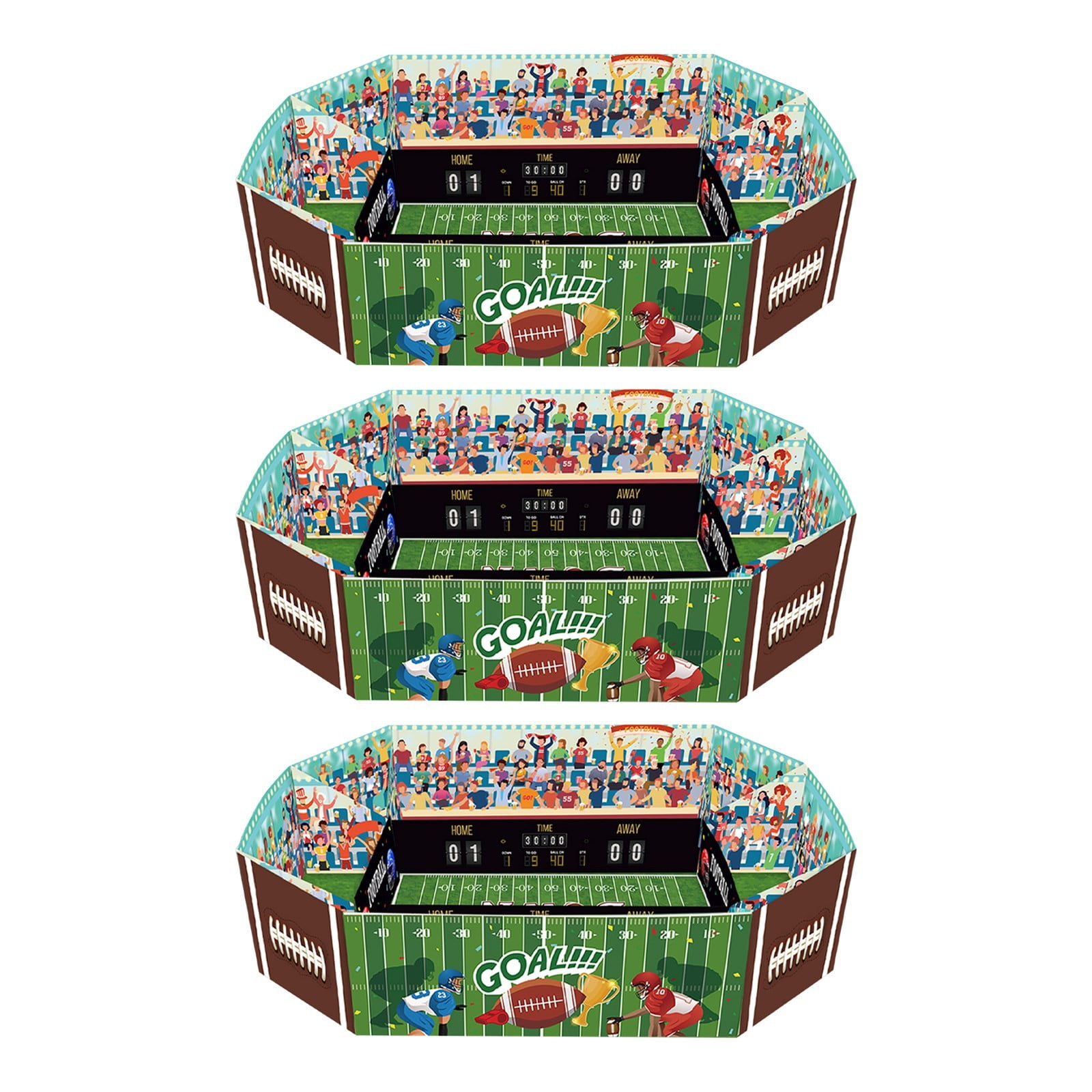 Football Stadium Tray - 3pc Football Sports Game Party Snack Tray ...