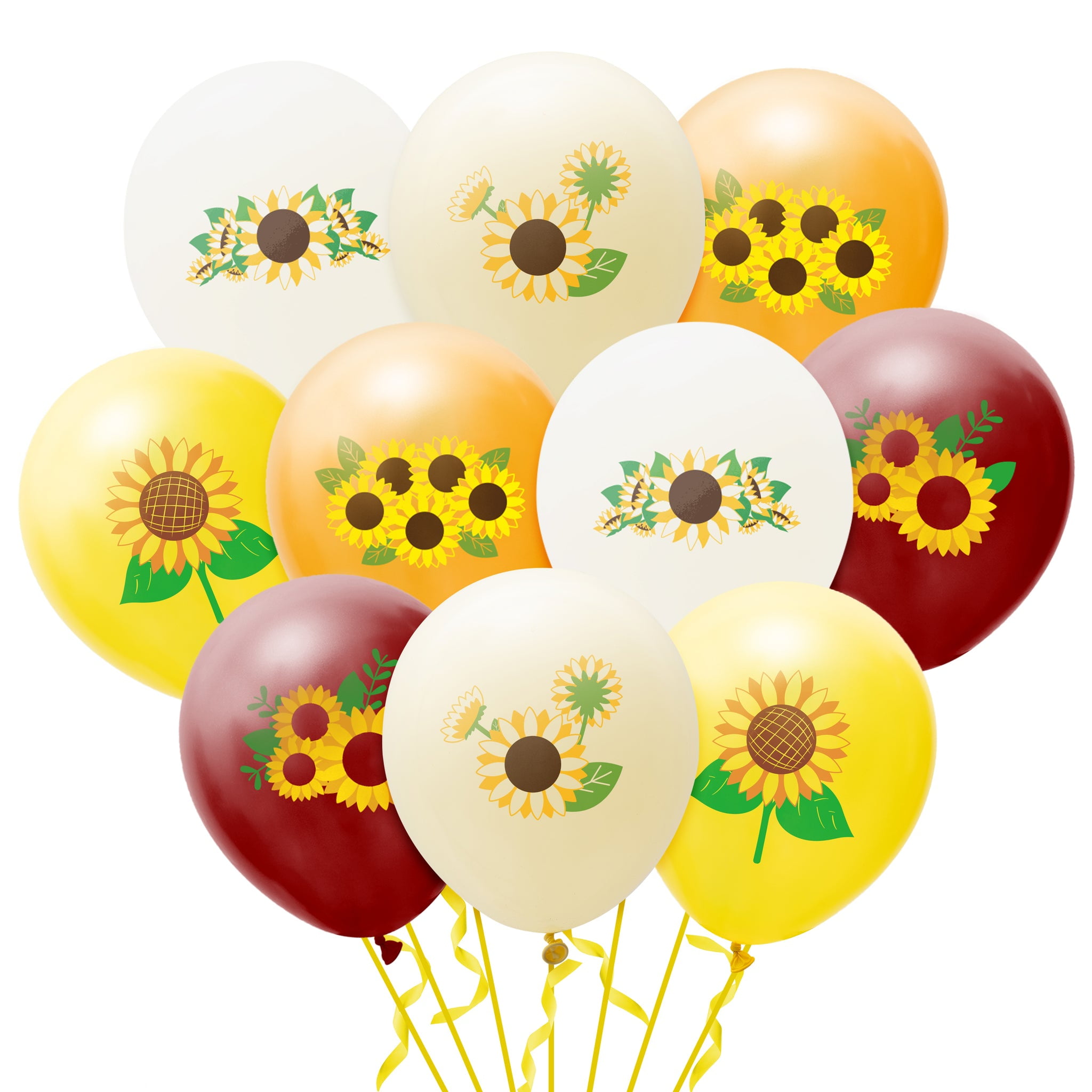 OSNIE 50Pcs Sunflower Latex Balloons with Ribbons 12 Inch Assorted ...