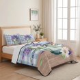 90x96in Quilt Bedding Set, Spring Flowers Lavender Daisy Lightweight ...