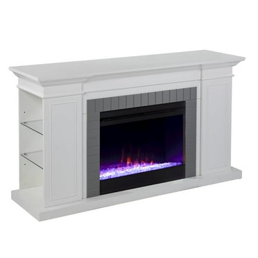 SEI Furniture Seneca Transitional Wood Electric Media Fireplace in ...