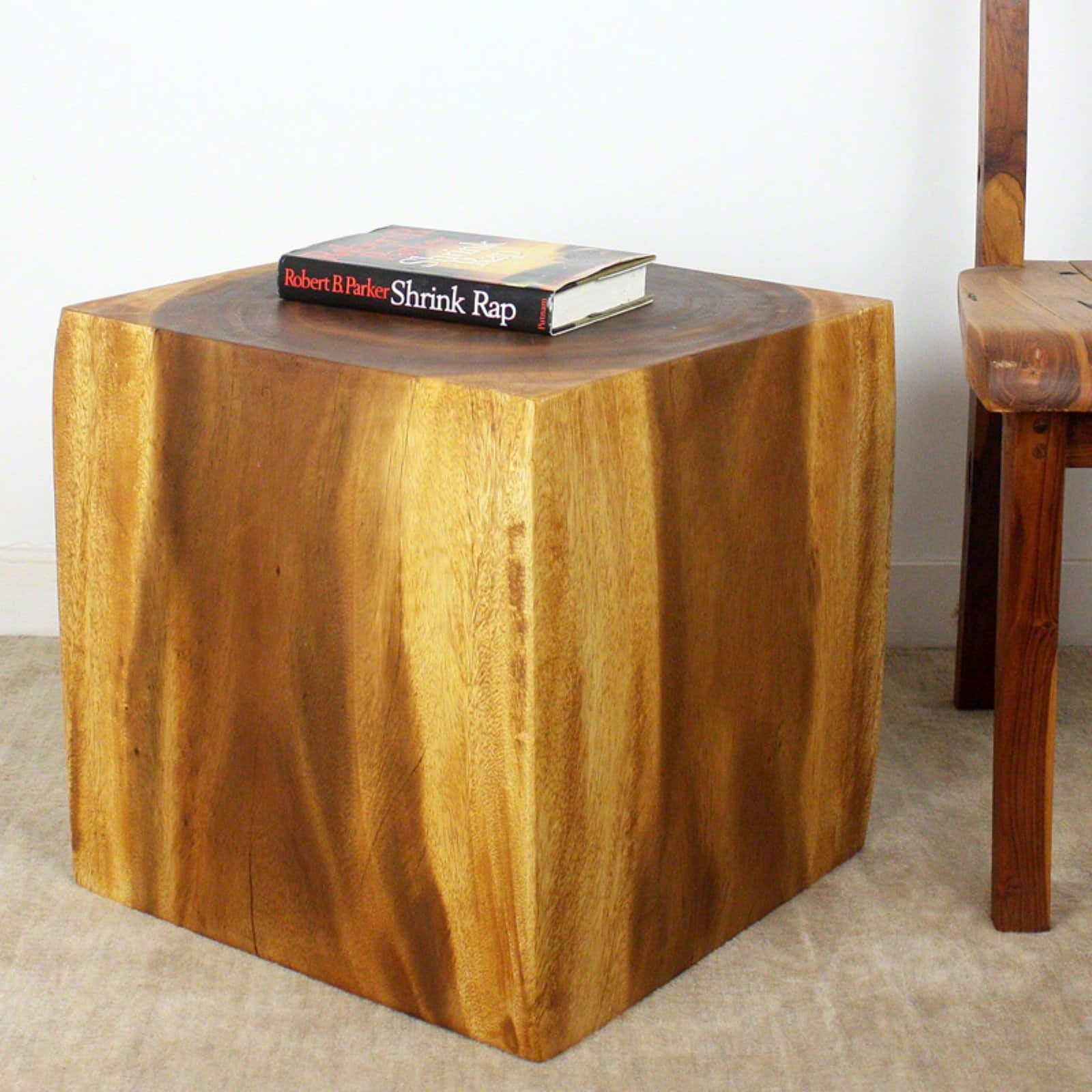 Haussmann® Wood Cube Table 18 in SQ x 18 in High Hollow inside Oak Oil ...