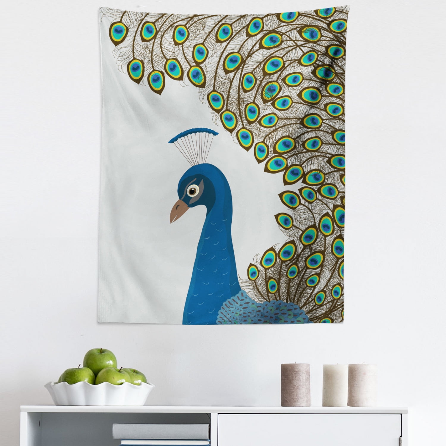 Peacock Tapestry, Illustration of Peacock Bird Forming a Frame with Its ...