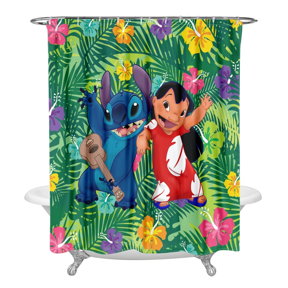 Lilo And Stitch Cartoon Shower Curtin Funny Polyester Bathroom Curtain