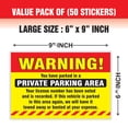 Private Parking Violation Warning Stickers, Pack of 50, 6"X9", Yellow ...