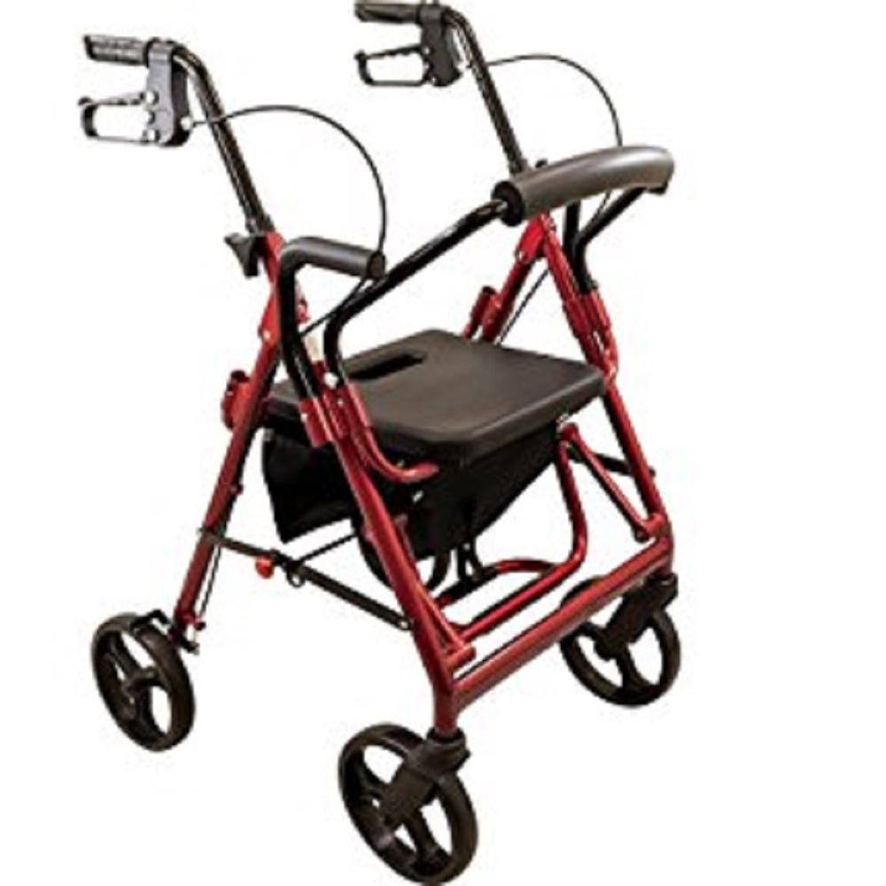 Roscoe Medical - Deluxe Transport Rollator (Burgundy) - CM - Walmart.com