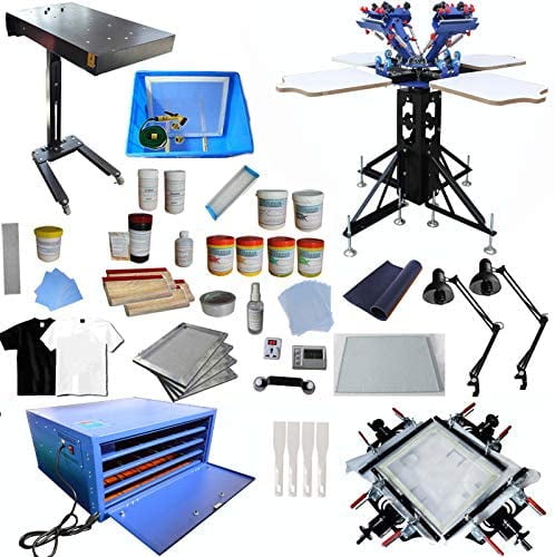 TECHTONGDA Full Set 4 Color 4 Station Screen Printing Kit Silk Screen ...