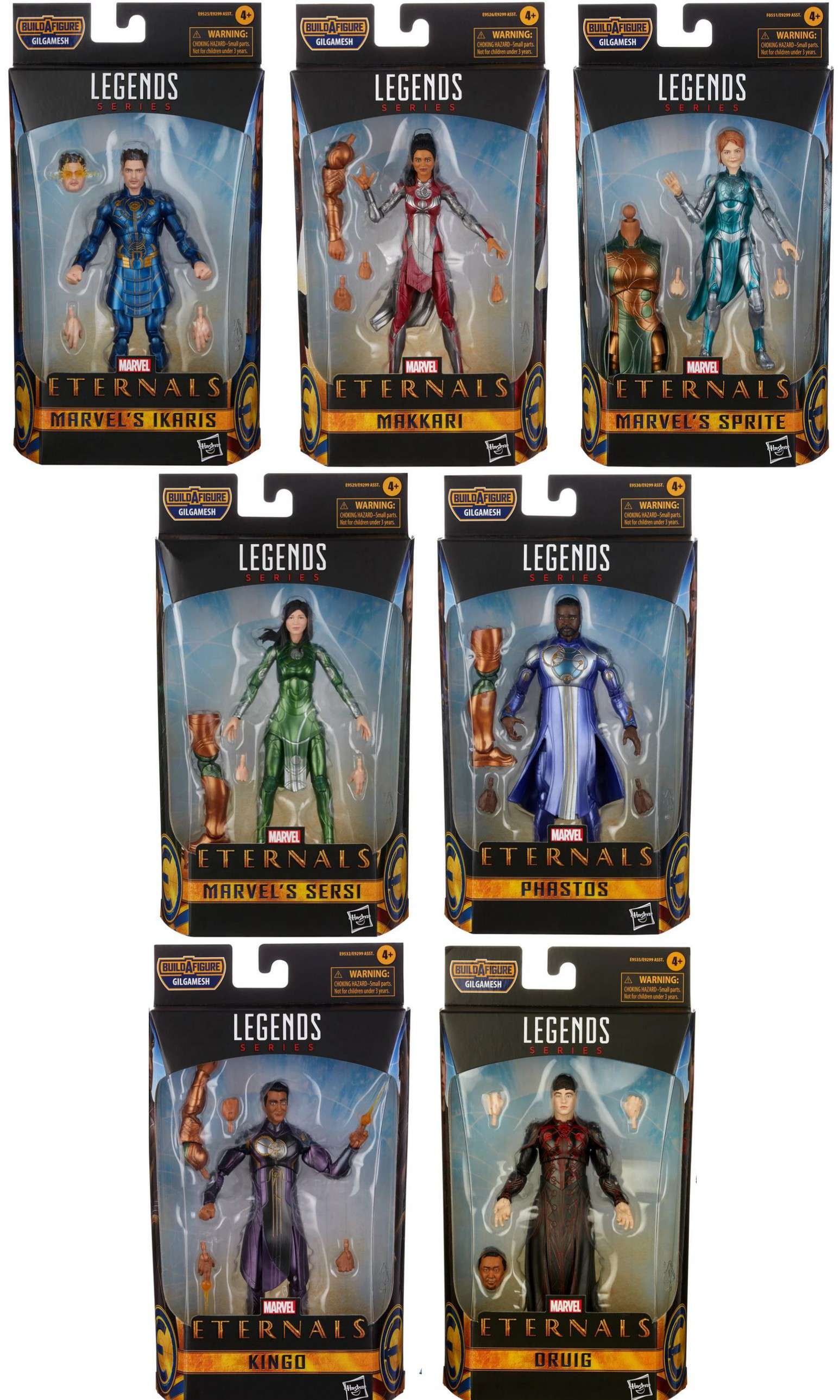 Marvel Legends Gilgamesh Series Ikaris, Makkari, Sersi, Phastos, Kingo ...