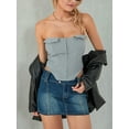 Women Y2k Corset Crop Tops Solid Color Back Zipper Strapless Bandeau