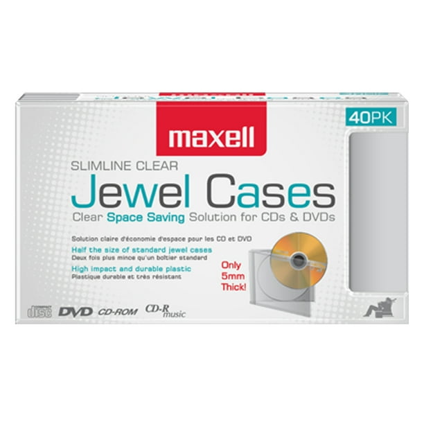 Maxell 40-Pack CD-DVD Slimline Jewel Cases, Clear - Walmart.com