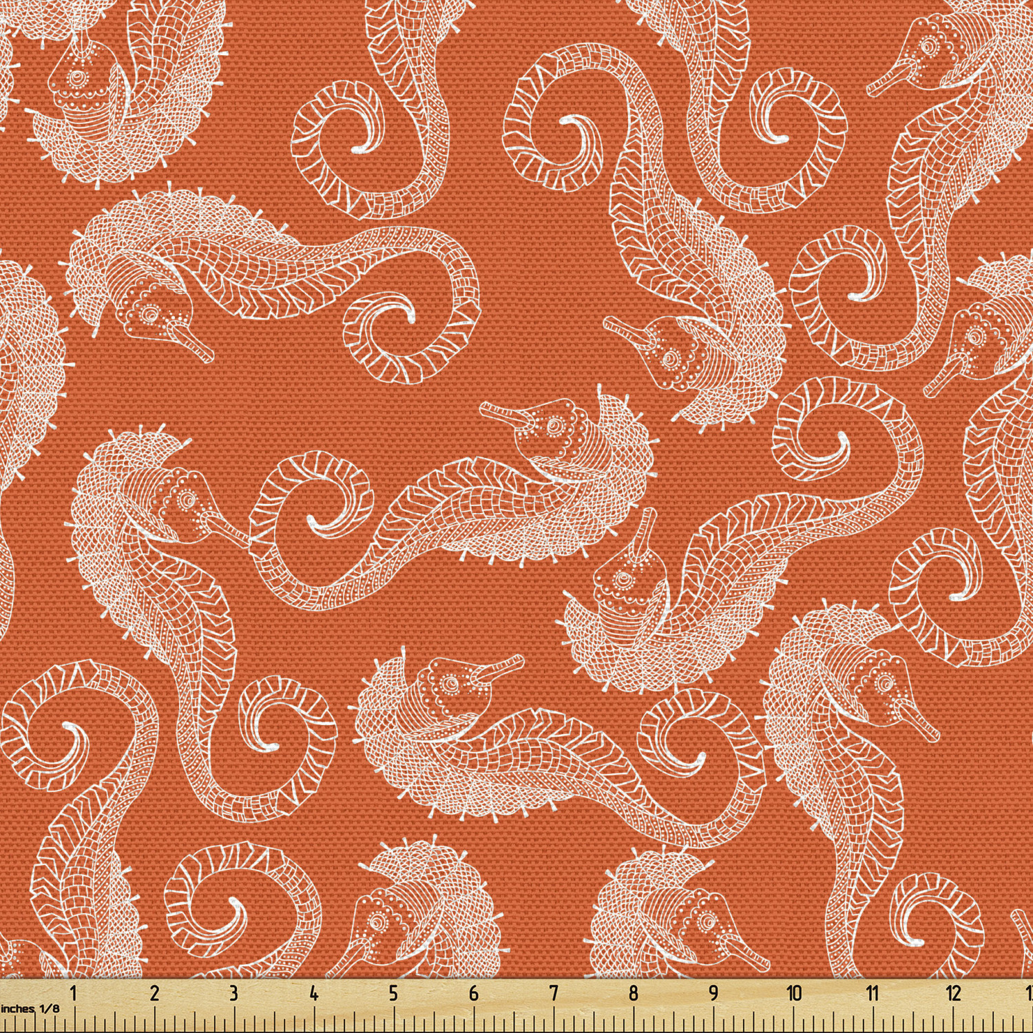 Seahorse Fabric By The Yard Upholstery Cartoon Seahorse Ornamented