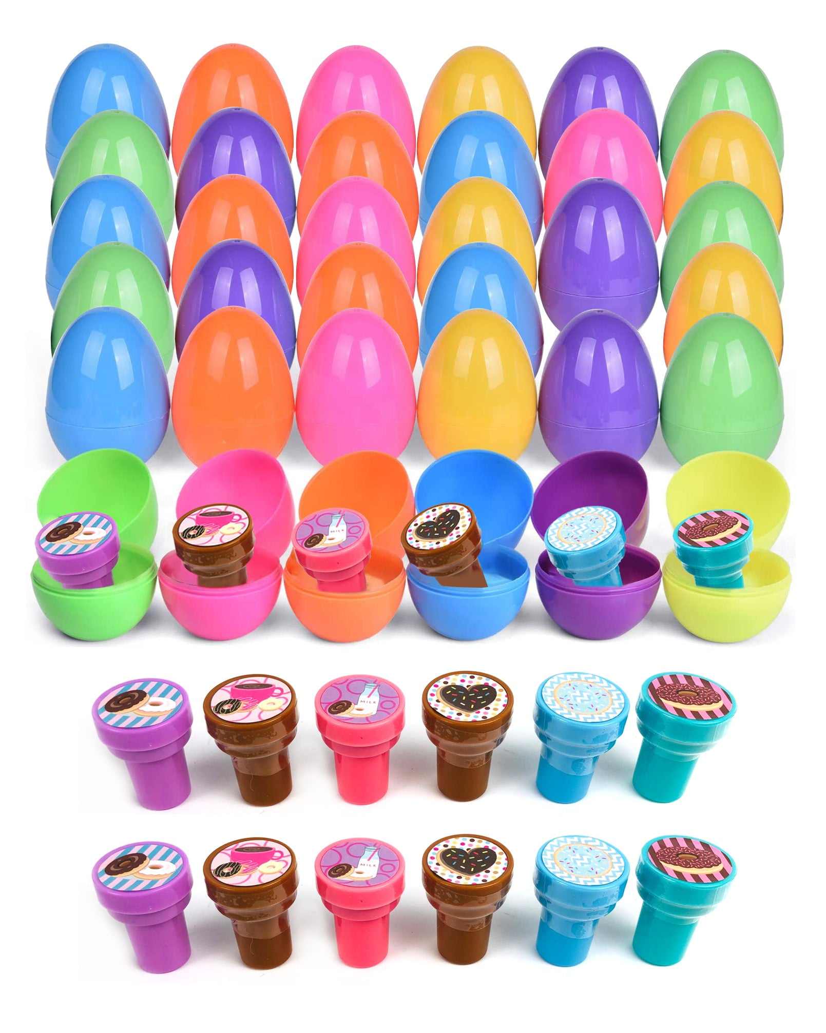 Tinymills 36 Pack Easter Eggs with Donut Stamps for Kids, Easter ...