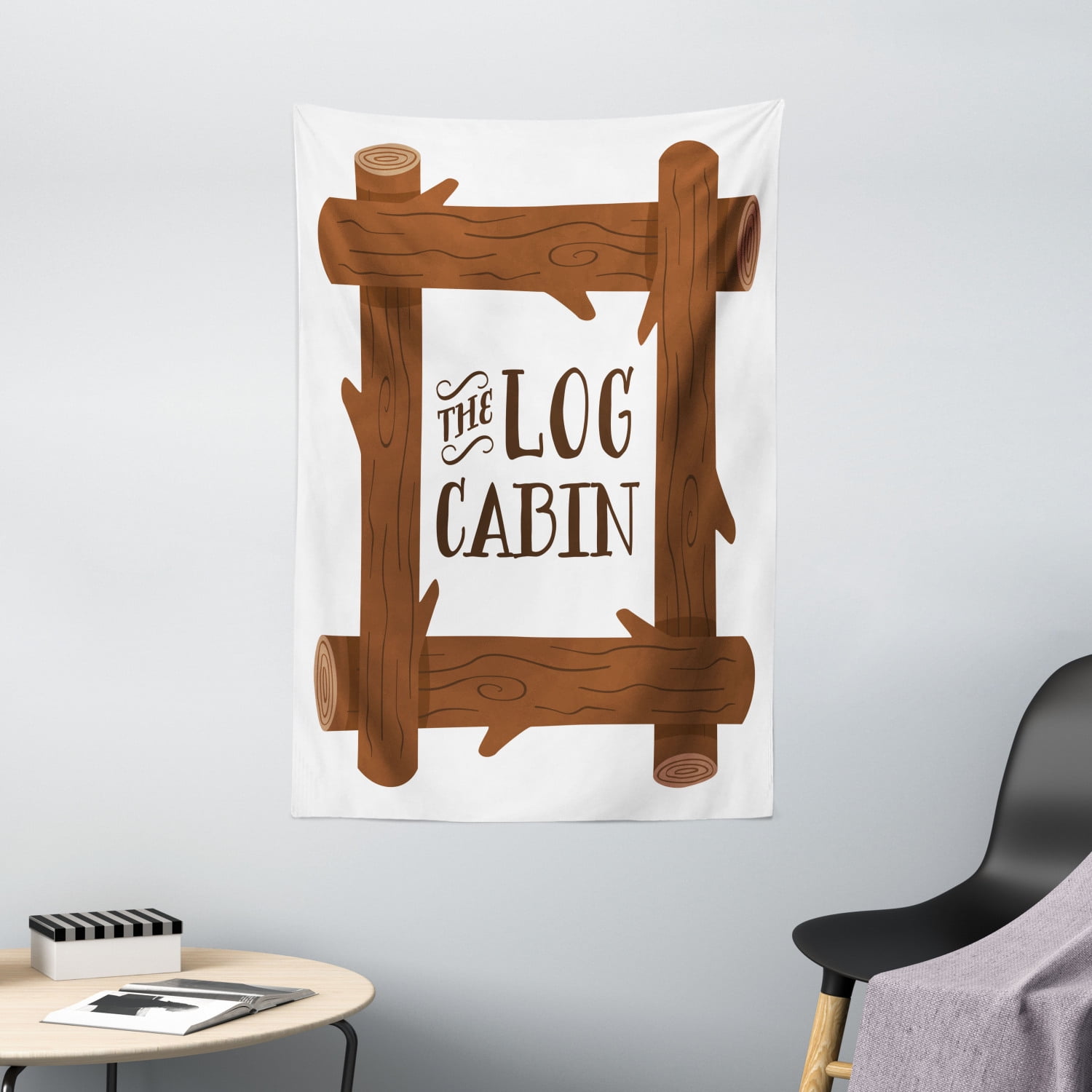 Log Cabin Tapestry, Illustration of a Wooden Square Frame Related with ...
