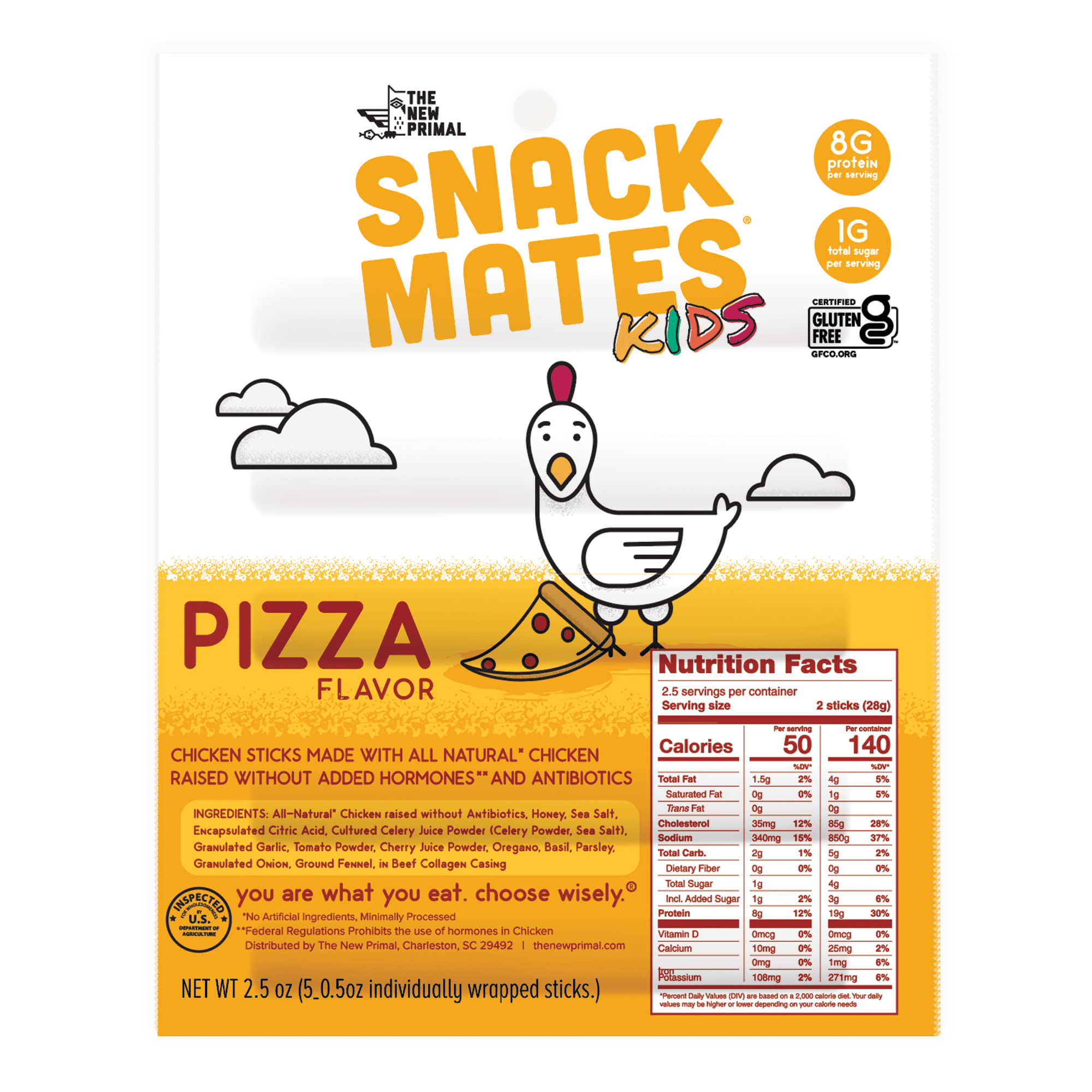 The New Primal Snack Mates Chicken Pizza Stick 5 pack - Walmart.com