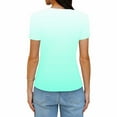Fengqque Women's Round Neck Short Sleeve Gradient Color Slim Fit T ...