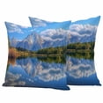 Snow Capped Mountain Waterproof Throw Pillow Covers Set of 2 Lake ...
