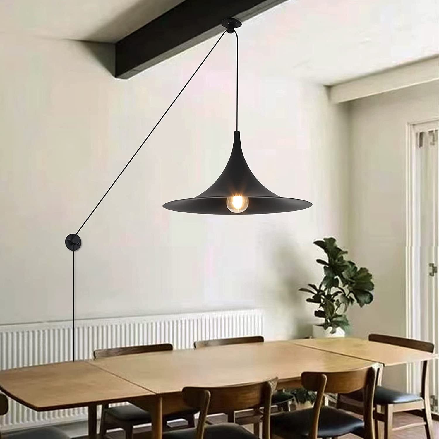 Modern Industrial Black Rustic Pendant Light - Adjustable Plug in Cord ...