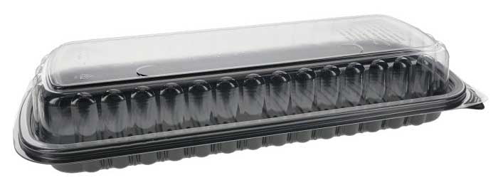 Pactiv Zip Seal OPS Black Base Full Slab Rib Container with Clear Dome ...