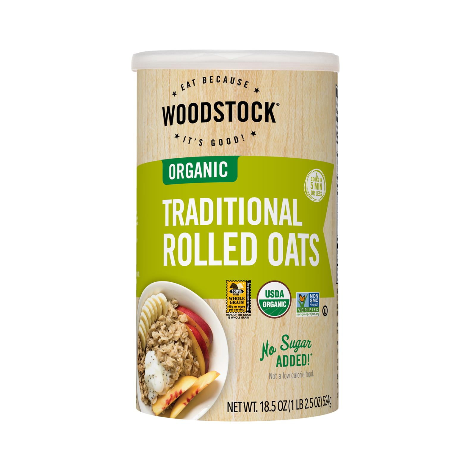 Woodstock Organic Traditional Rolled Oats - Case of 12 - 18.5 OZ ...