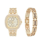 Jessica Simpson Ladies 34mm Gold Tone Crystal Accent Double Arm Bangle ...