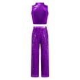 AOCHANG Girls Shiny Sequin Pants Dance Outfit with Mock Neck Metallic ...