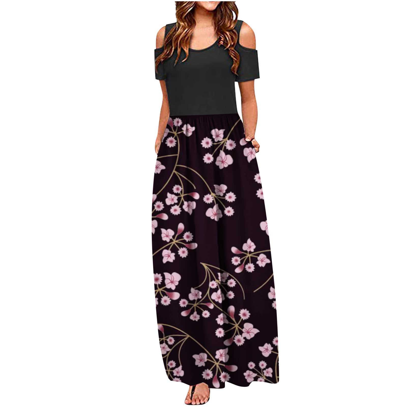 IROINNID Women's A-Line Dress Print Dress Round Neckline Comfort Waist ...