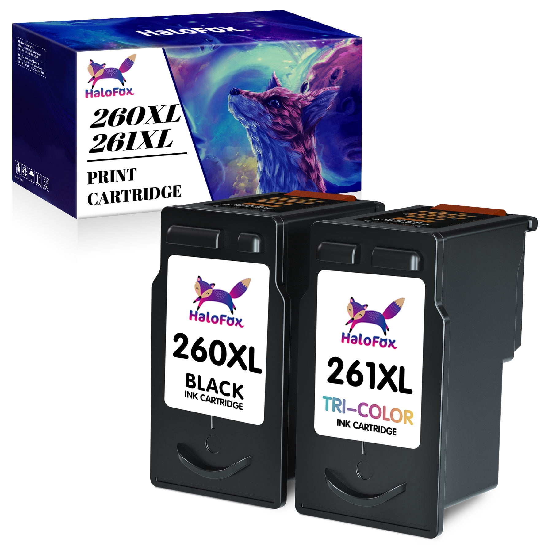 Halofox PG-260 CL-261 Ink Cartridges for Canon PG-260XL CL-261XL 260 ...