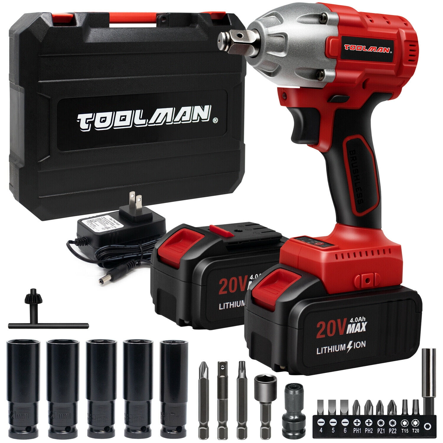 Toolman 21V Cordless Impact Wrench & Drill Combo Kit for Heavy Duty w ...