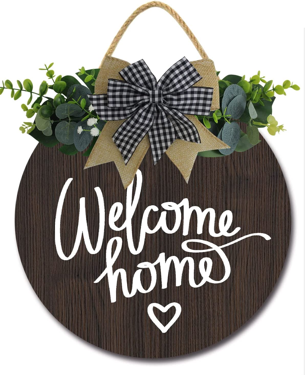 Eveokoki 12" Welcome Sign for Front Door Porch Farmhouse Round Plaque ...