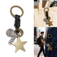 Fashionable Metal Star Keychain Vintage Styles Leather Key Holder For ...