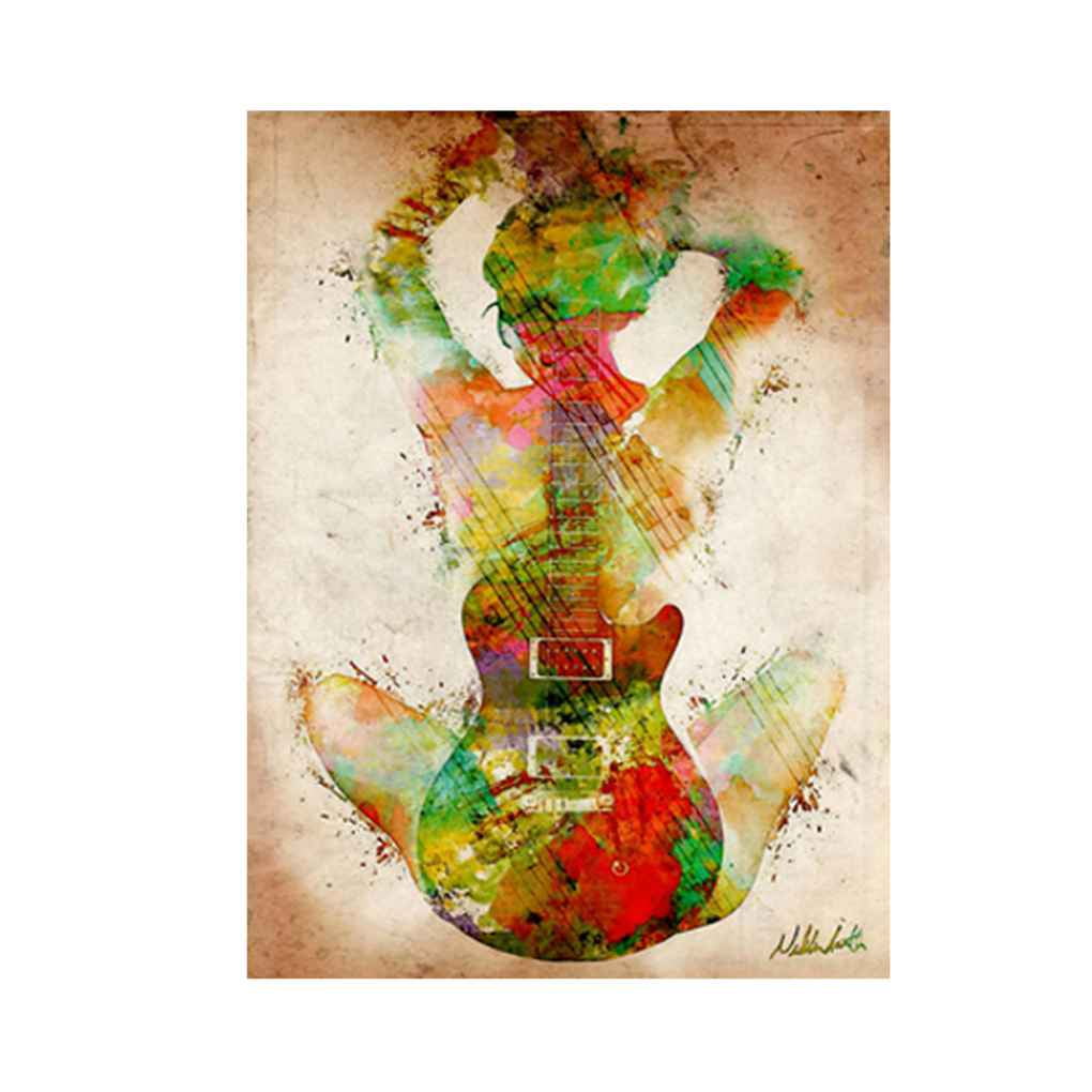 The watercolor guitar pattern: the printed oil painting shows us a ...