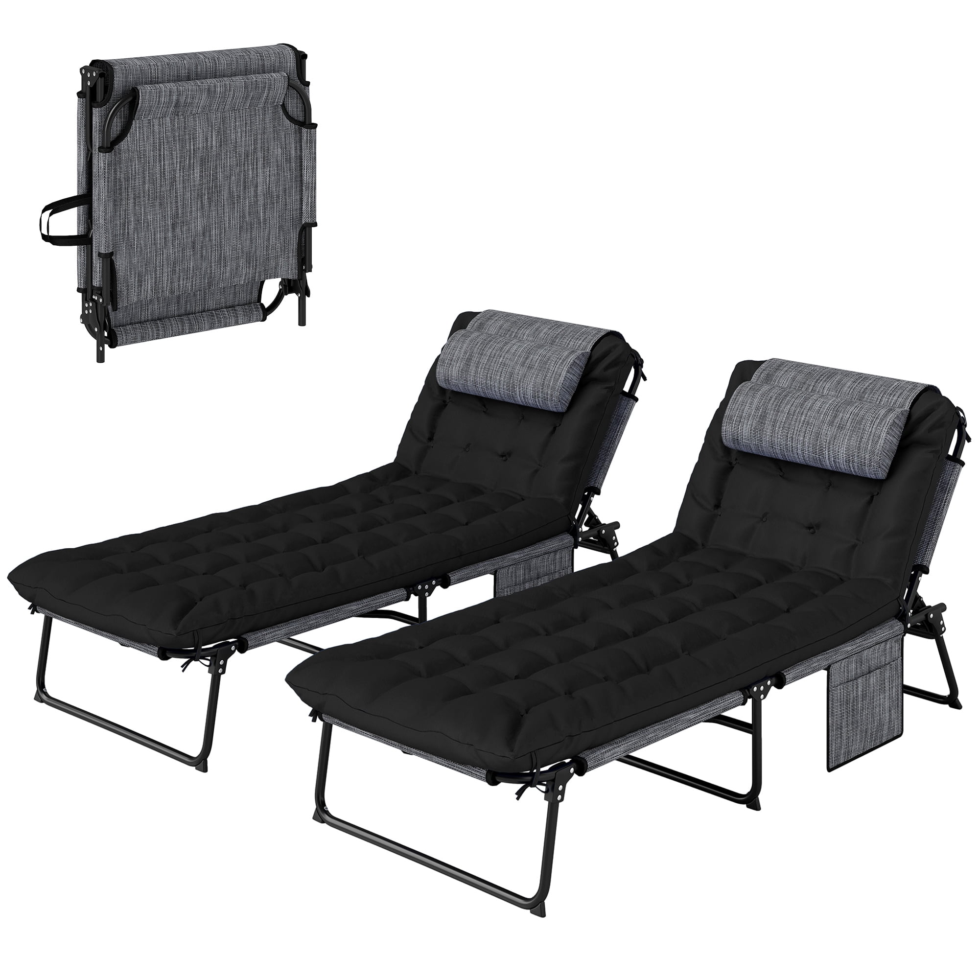 Click here for Outsunny 2 Pcs Folding Lounge Chairs  Reclining Ta... prices