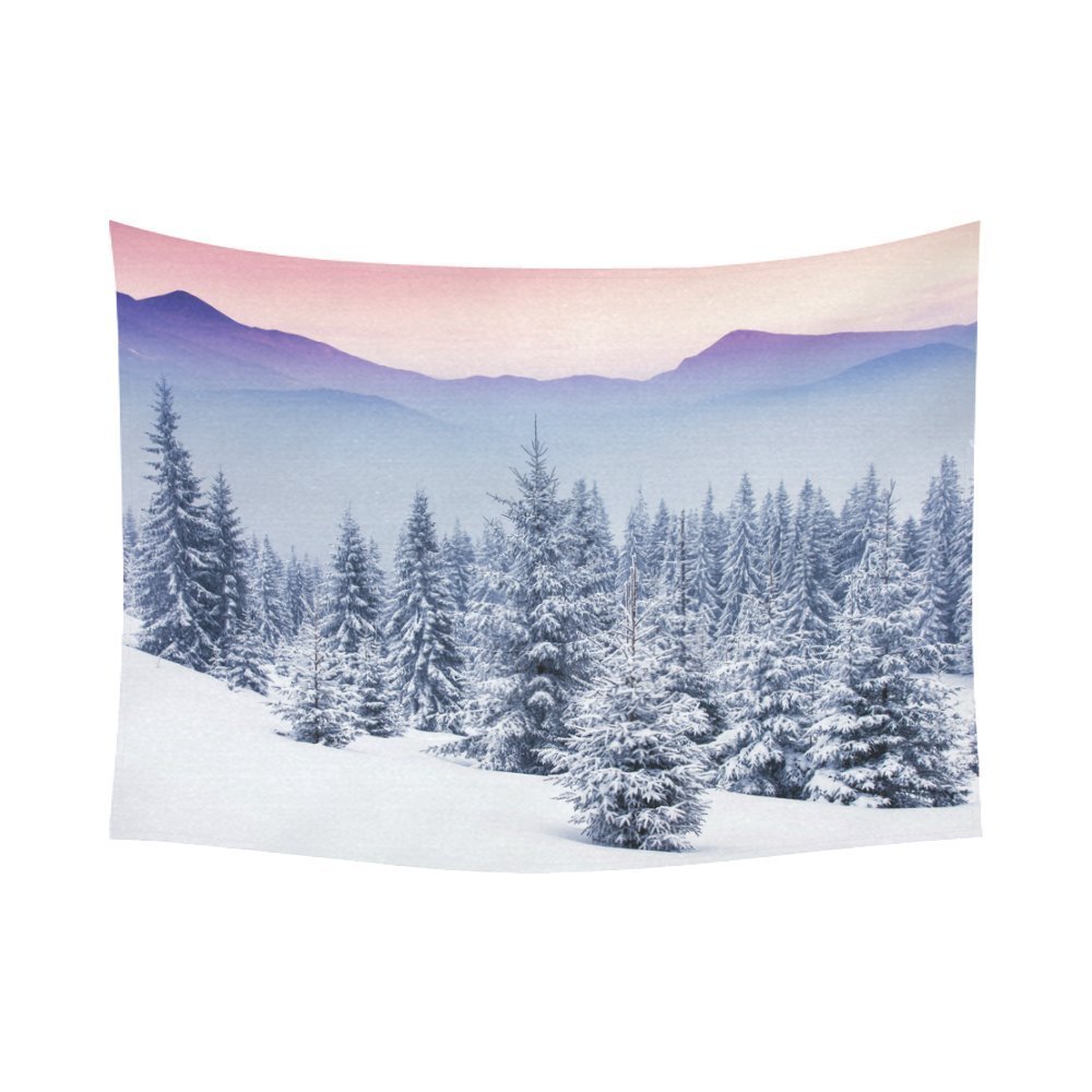 GCKG Snowy Mountain Tapestry Horizontal Wall Hanging Dramatic Overcast ...