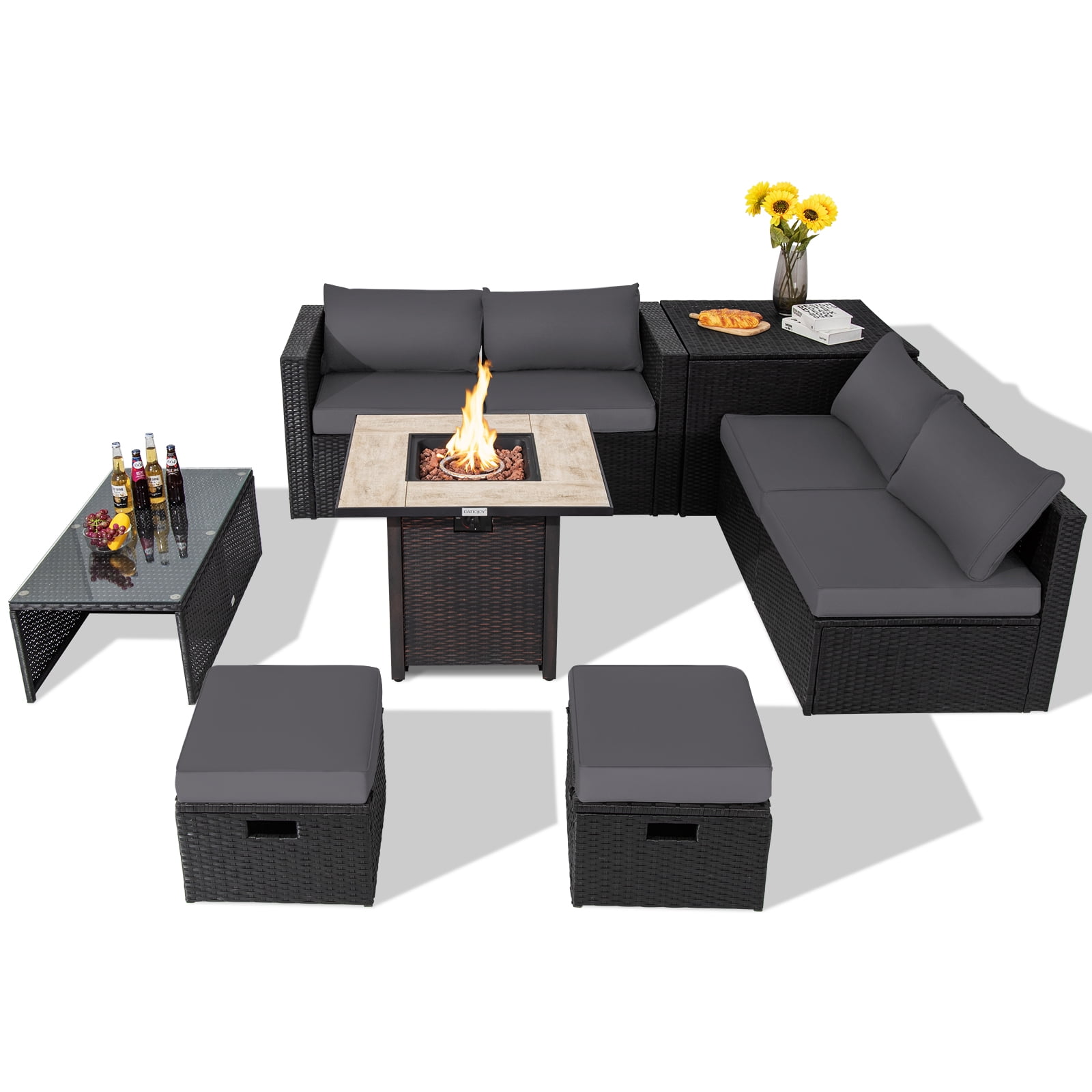 Click here for Topbuy 9 Pieces Outdoor Pe Rattan Wicker Sectional... prices