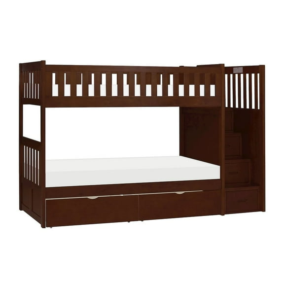 Lexicon Galen Reversible Step Storage Wood Bunk Bed with Storage Boxes ...