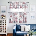 Blue Red City Kitchen Curtains Set for Windows, Modern Red Blue ...