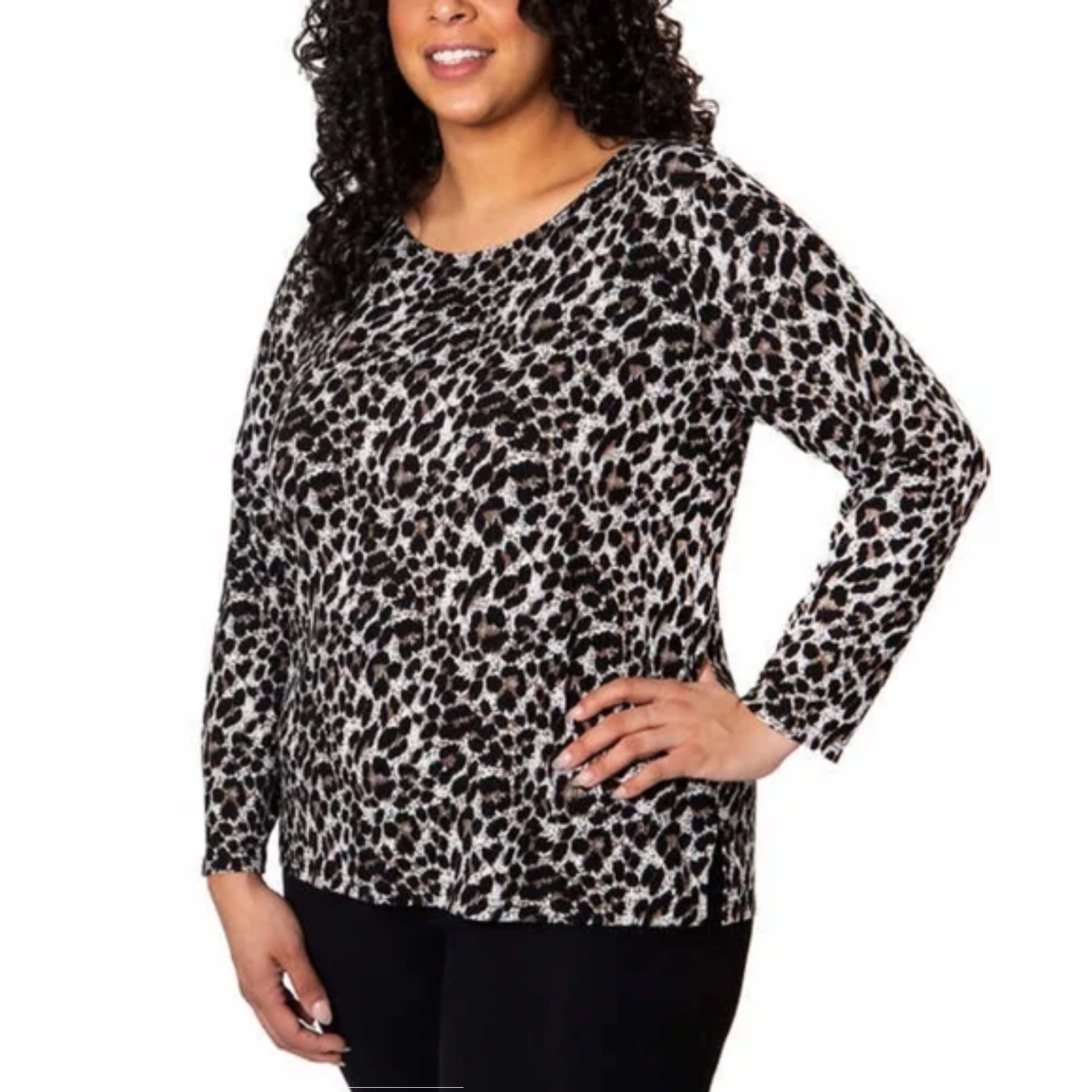 Mario Serrani Women’s Super Soft Leopard Print Tunic Long Sleeve ...