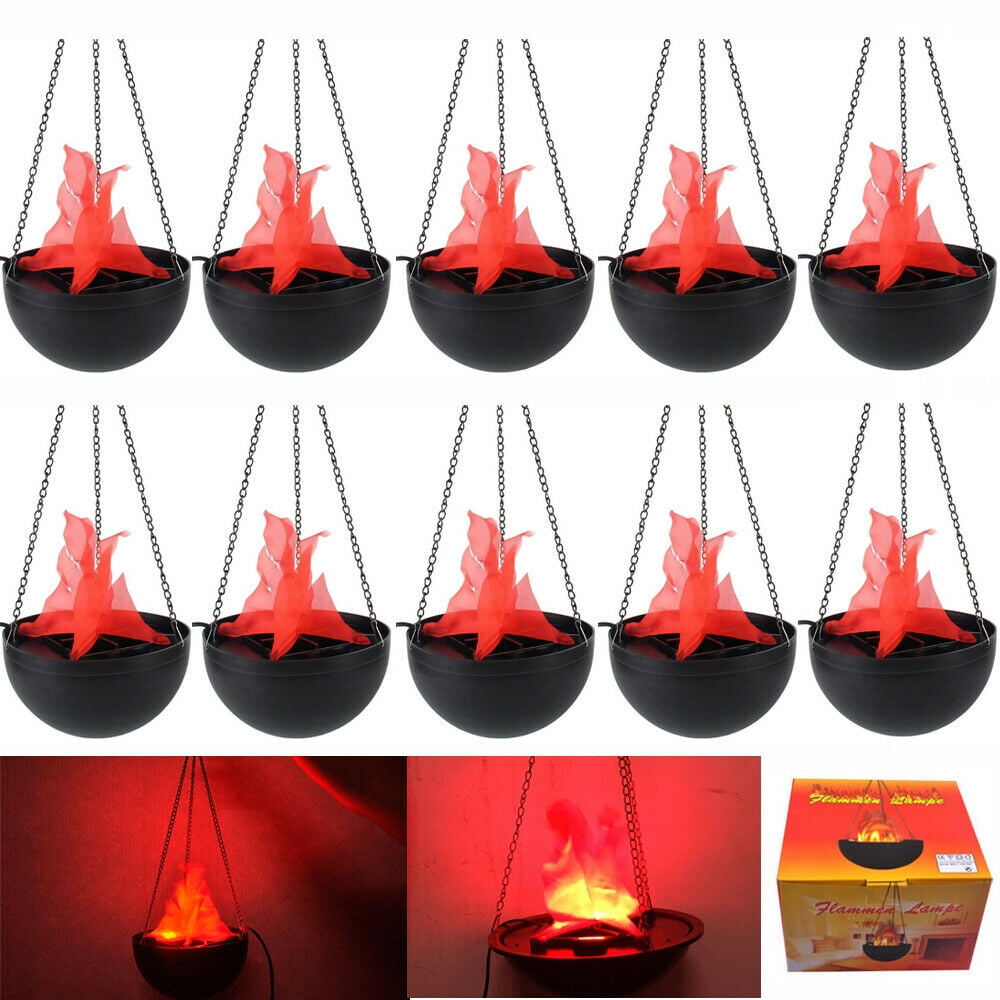 SHANNA 10 Pack 3D Fake Fire Light Hanging LED Flame Effect Lamp for ...