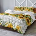 4 Piece Duvet Cover Set Twin, Farmhouse Sunflower Leaves on Vintage ...