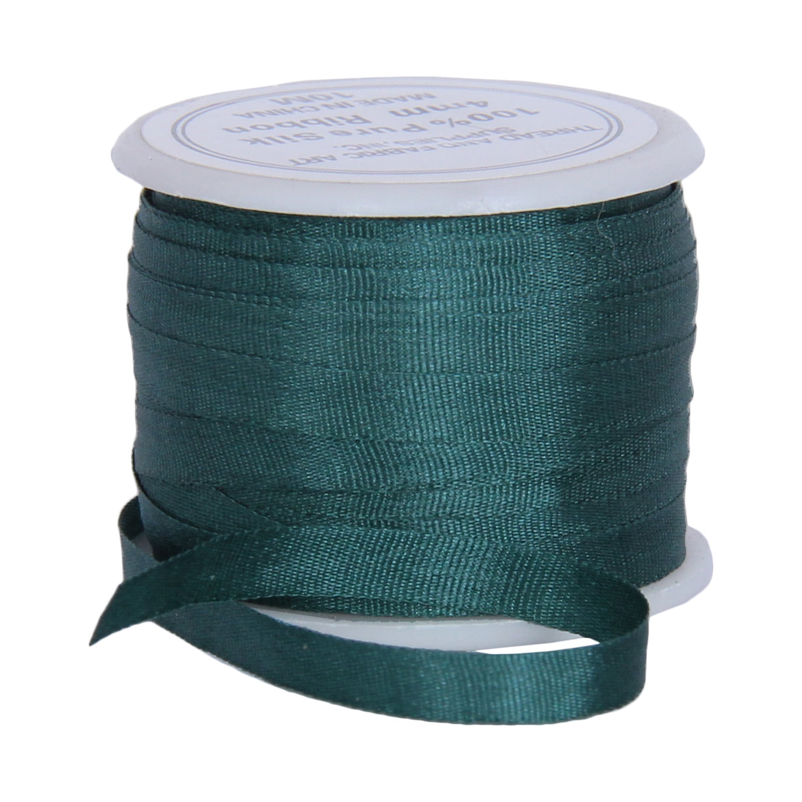 100% Pure Silk Ribbon by Threadart - 4mm Teal Green - No. 617 - 3 Sizes ...