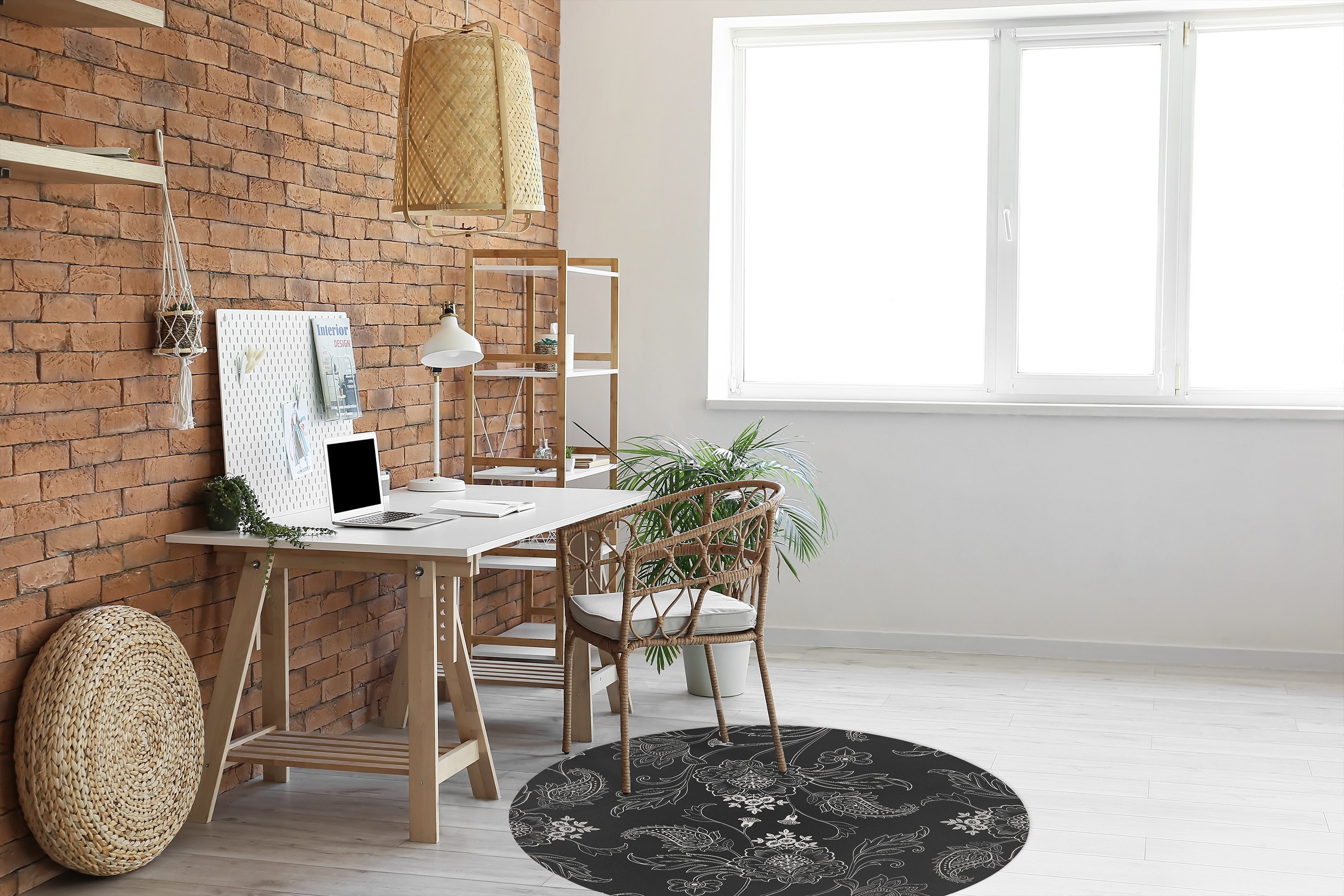 JACOBEAN FLORAL CHARCOAL Office Mat By Kavka Designs - Walmart.com