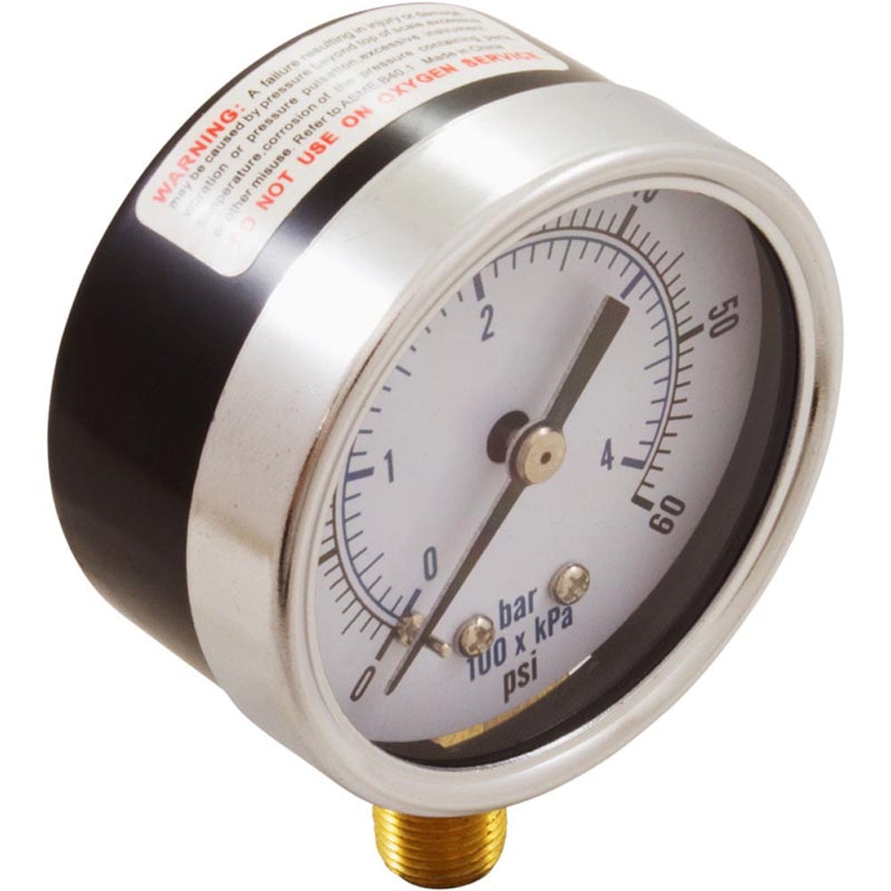 Pressure Gauge, 1/8"mpt, 0-60psi, Bottom Mount, Generic - Walmart.com ...