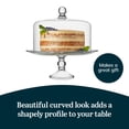 Libbey, Glass Cake Stand with Dome Lid, Selene, Elegant Curved Footed ...