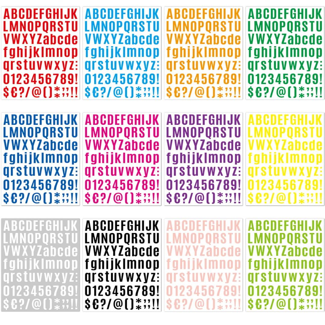 12 Sheets Colorful Letter Stickers Alphabet Stickers Number Stickers ...