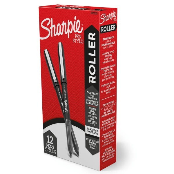 Sharpie Rollerball Pen, Needle Point (0.5mm) Precision Pen, Black Ink ...