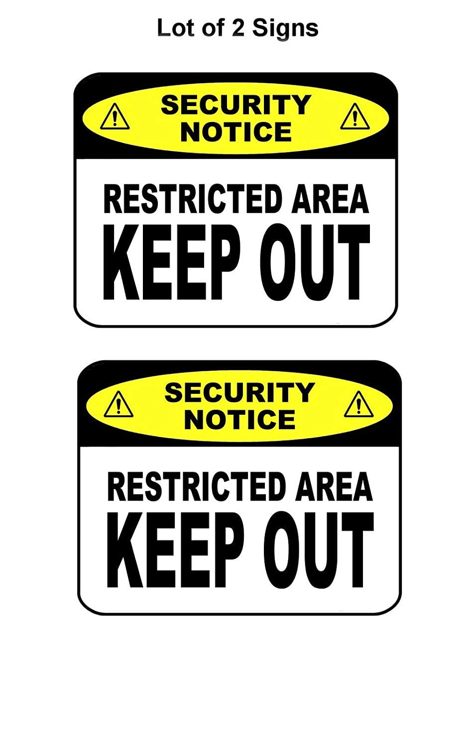 2 Count "Security Notice Restricted Area Keep Out" 11 inch by 9.5 inch ...
