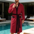 AGKIZG Men Color Home Robe Waist Long Sleeve Full Length Casual ...