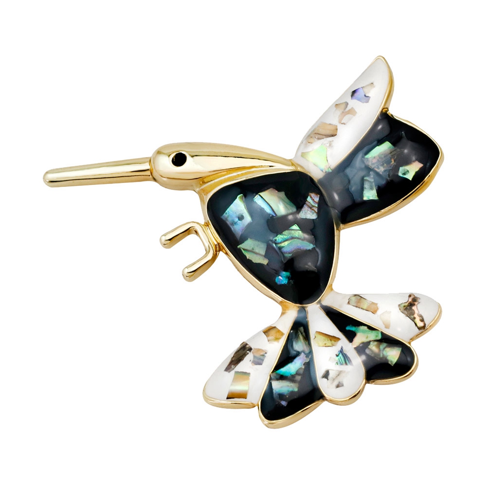 Broche de pájaro elegante y glamoroso con acento de concha ...